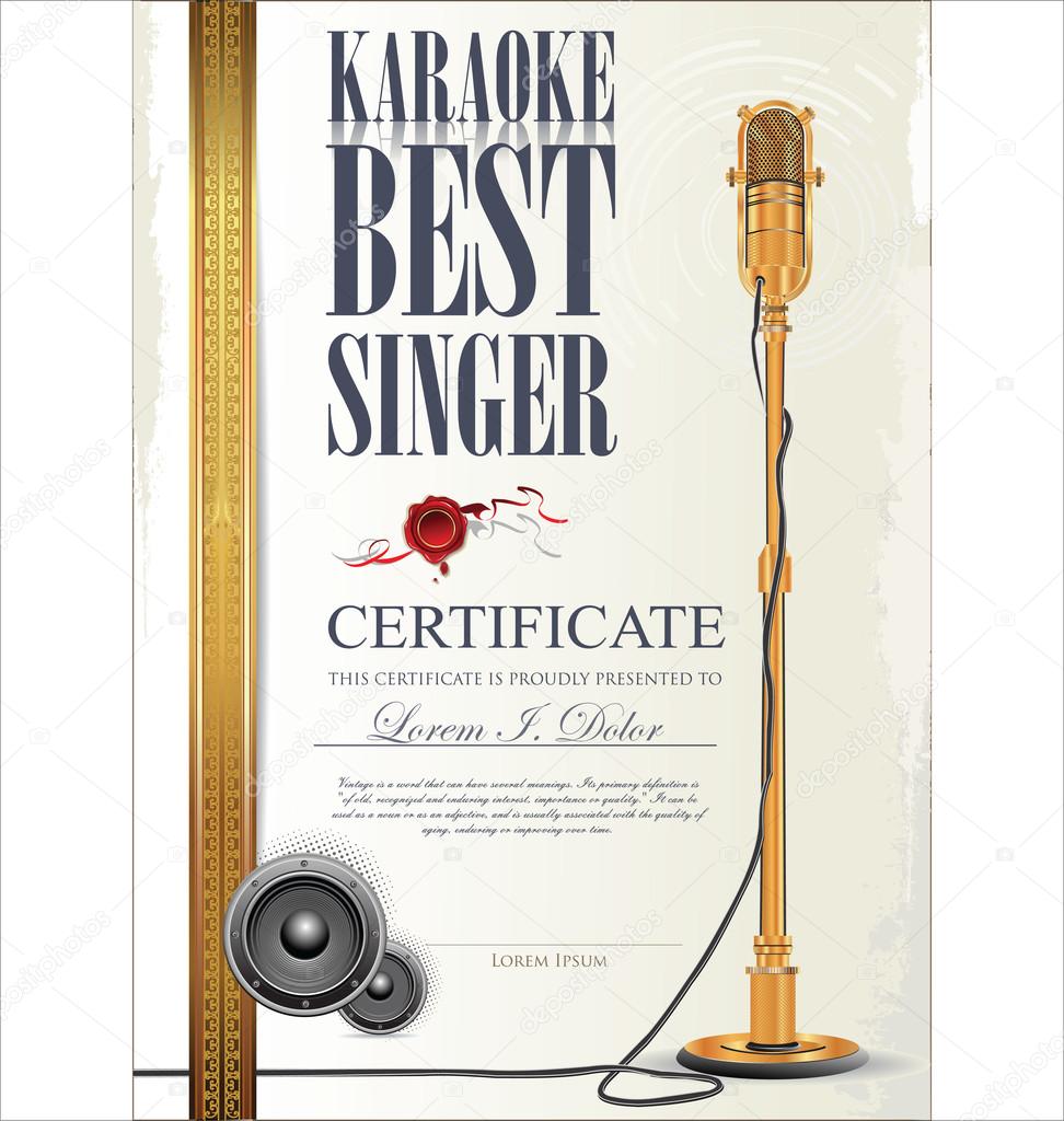 Karaoke certificate template, best singer Stock Vector Image by ...