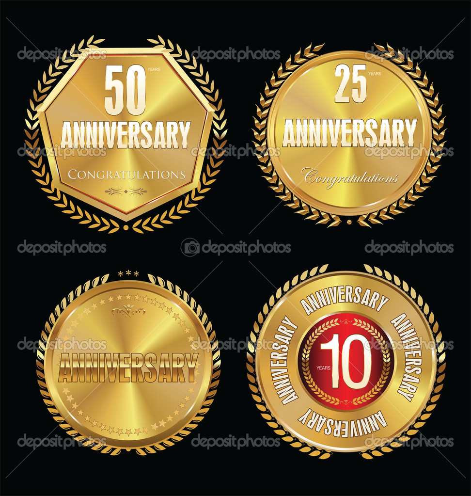 Anniversary golden labels Stock Vector by ©totallyout 42798617