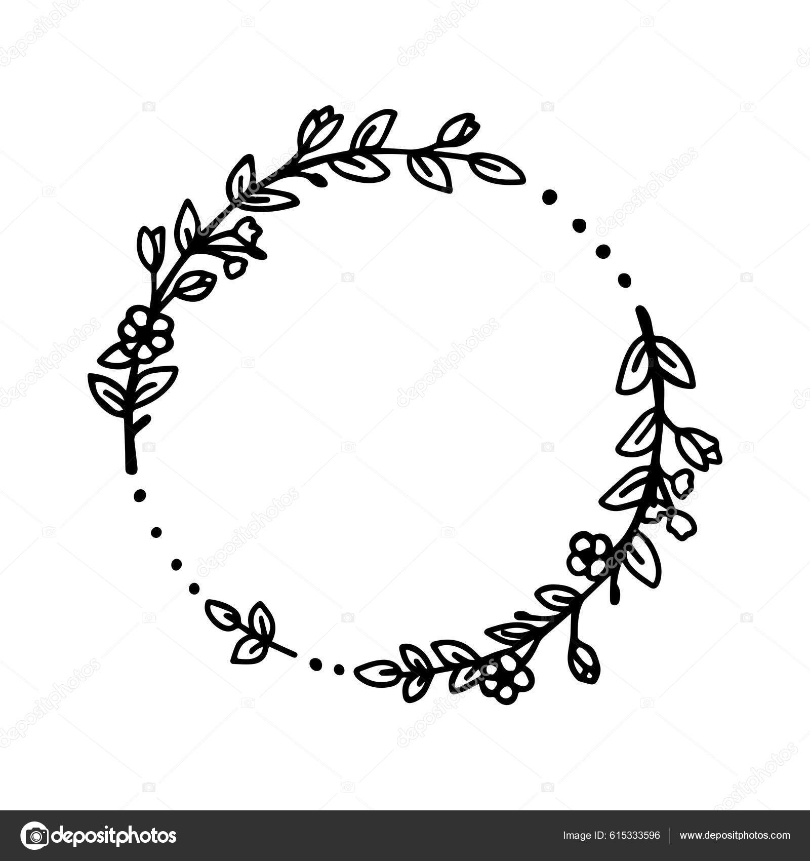 Bingkai Bunga Bulat Hitam Putih - Infoupdate.org