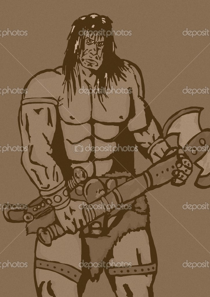 Vintage barbarian with axe — Stock Photo © Logan81 #50450063