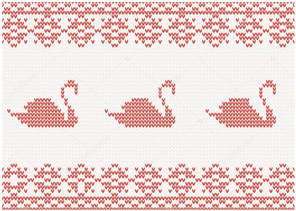 Knitted pattern with swan — Stock Vector © booblgum #26859105