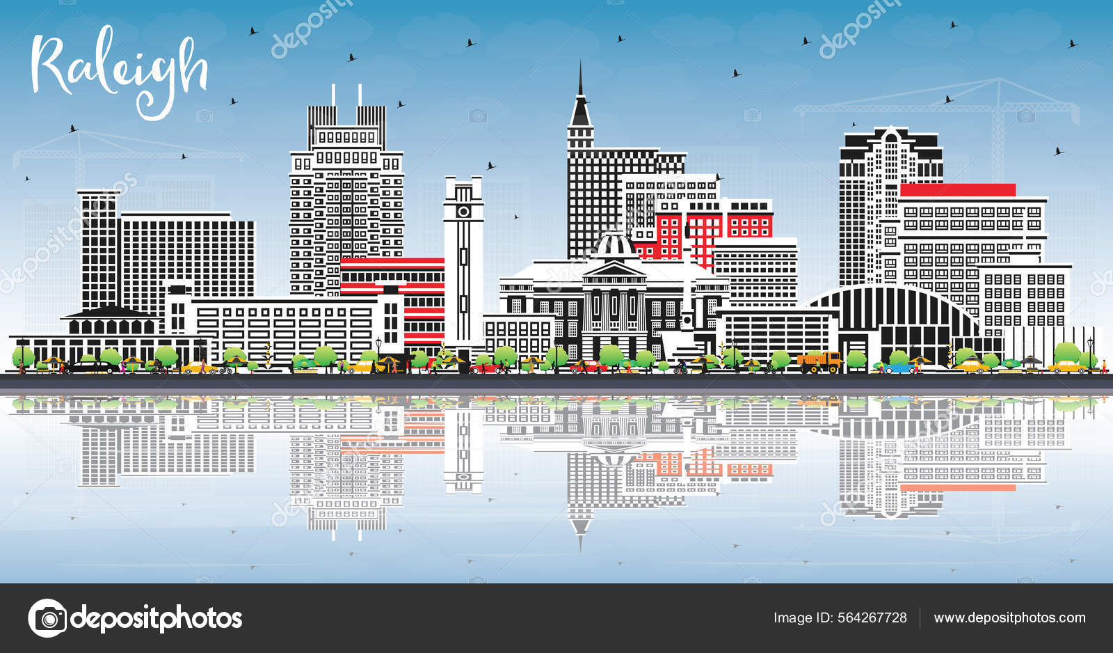 Raleigh North Carolina City Skyline Color Buildings Blue Sky ...