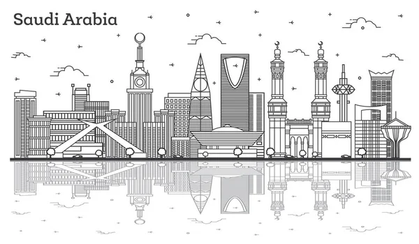 Saudi Arabia City Skyline Silhouette Hand Drawn Sketch Vector ...