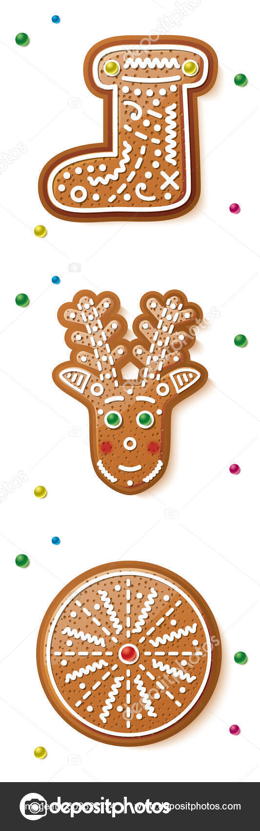Gingerbread Deer Circle Cookie Boot Isolated White Christmas Element ...