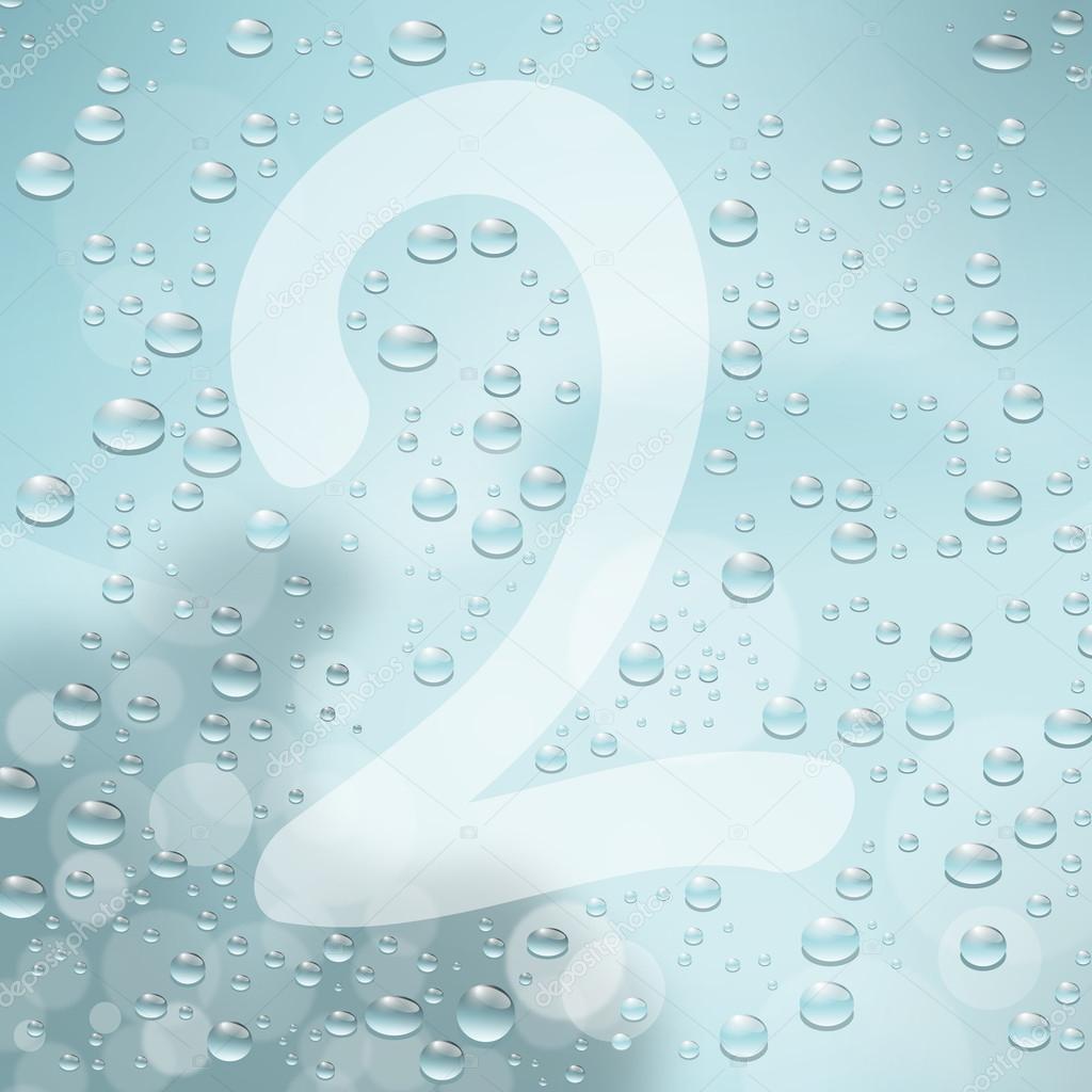 Number 2 handwritten on wet window Stock Vector by ©Ieromina 33952423