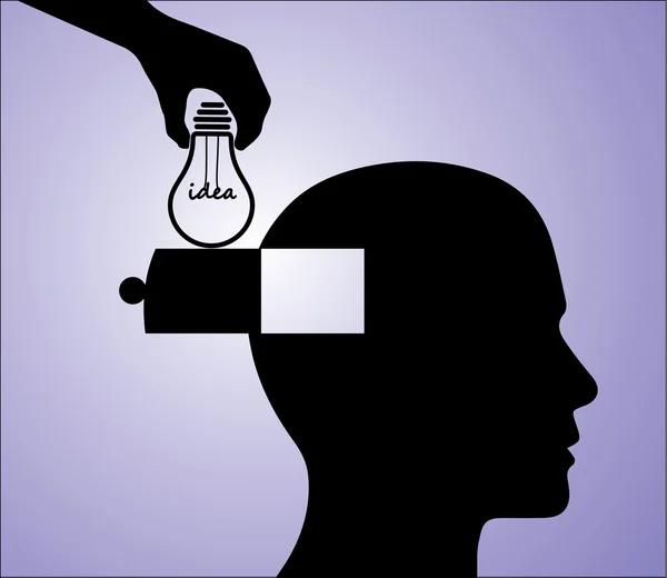 Human hand putting idea bulb in human brain Stock Vector Image by ...