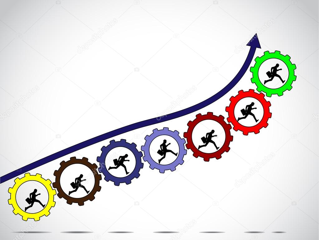 Businessmen team work concept for achiving progress with arrow colorful ...