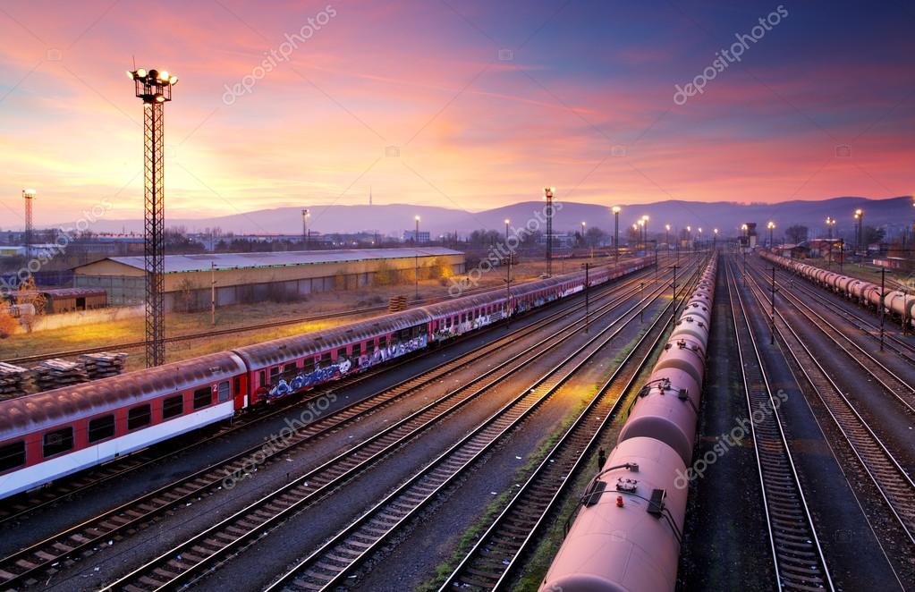 Cargo freight train railroad station Stock Photo by ©TTstudio 39153061