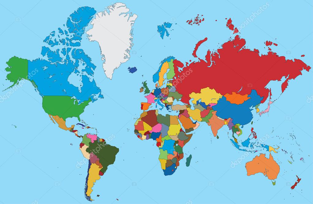 Mapa colorido del mundo 2025