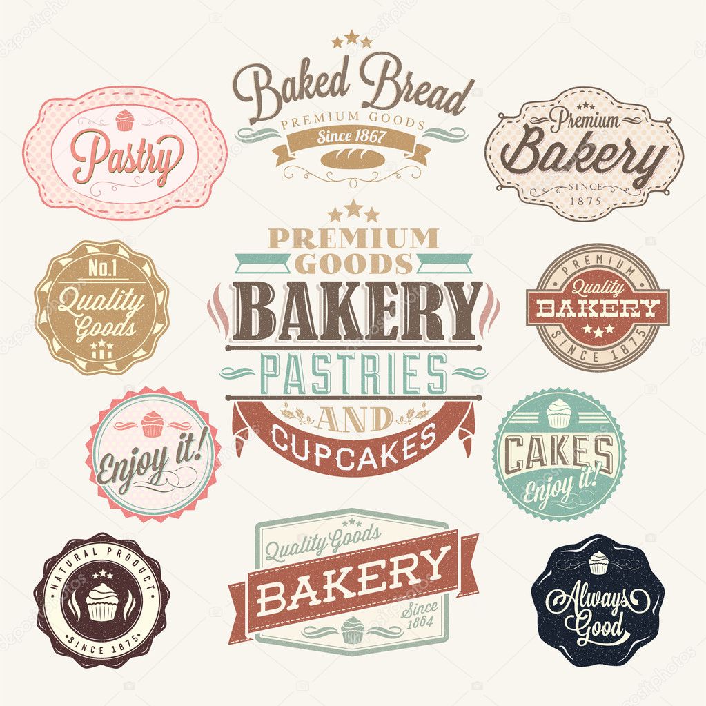 Vintage Retro Bakery Badges And Labels — Stock Photo © melindula #27885387