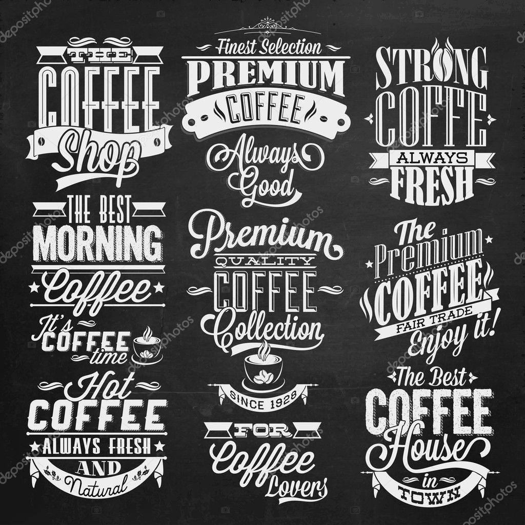 Vintage Retro Coffee Labels On Chalkboard — Stock Vector © melindula ...