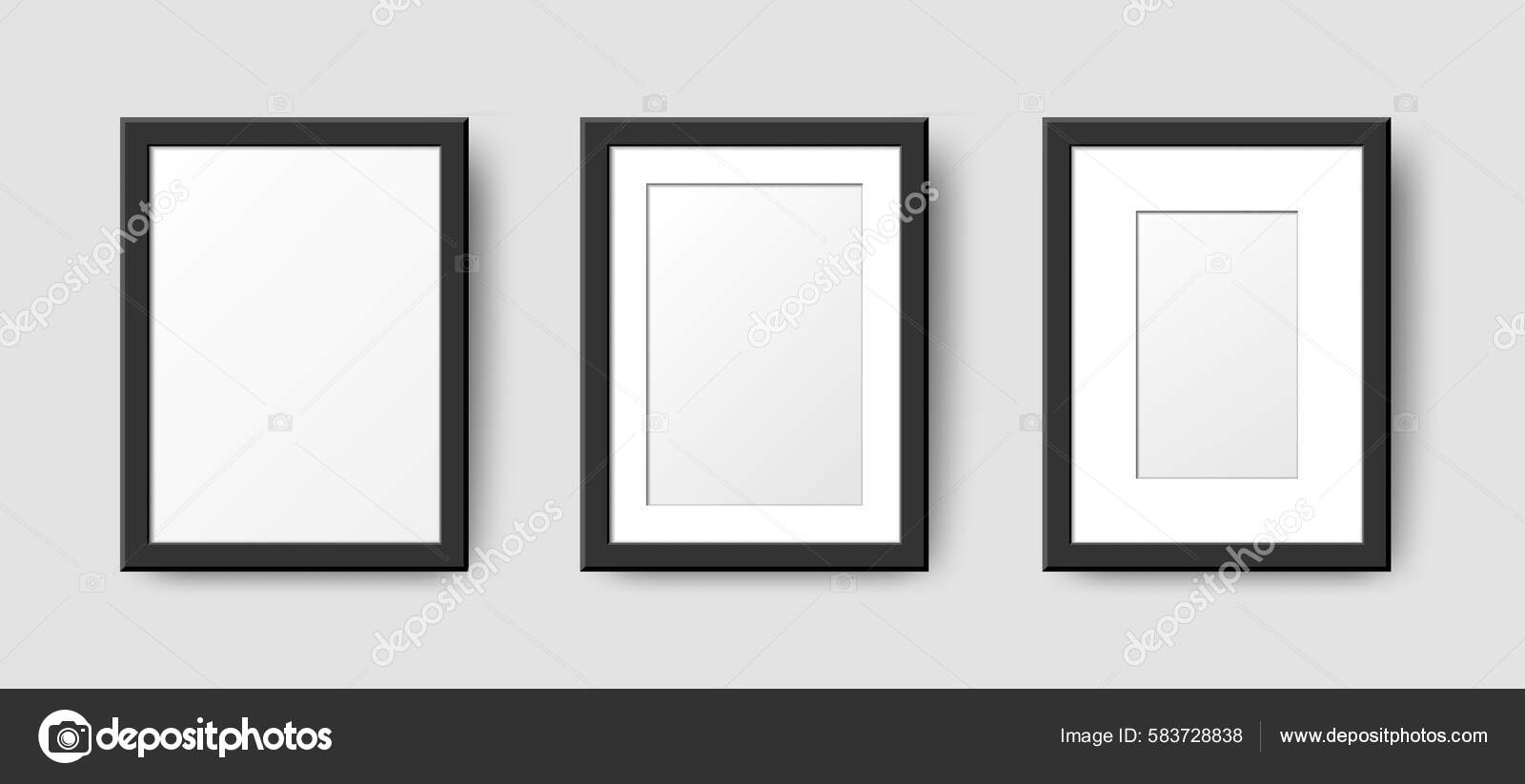 Realista Rectángulo Pared Vacía Marcos Fotos Conjunto Plantilla Maqueta ...