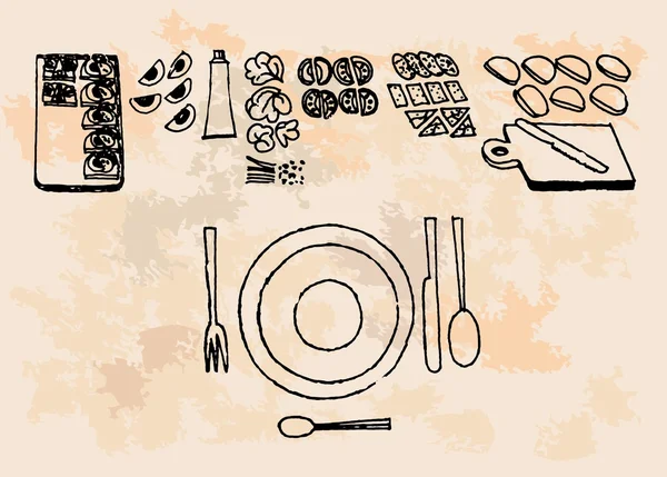 Mesa culinaria imágenes de stock de arte vectorial | Depositphotos