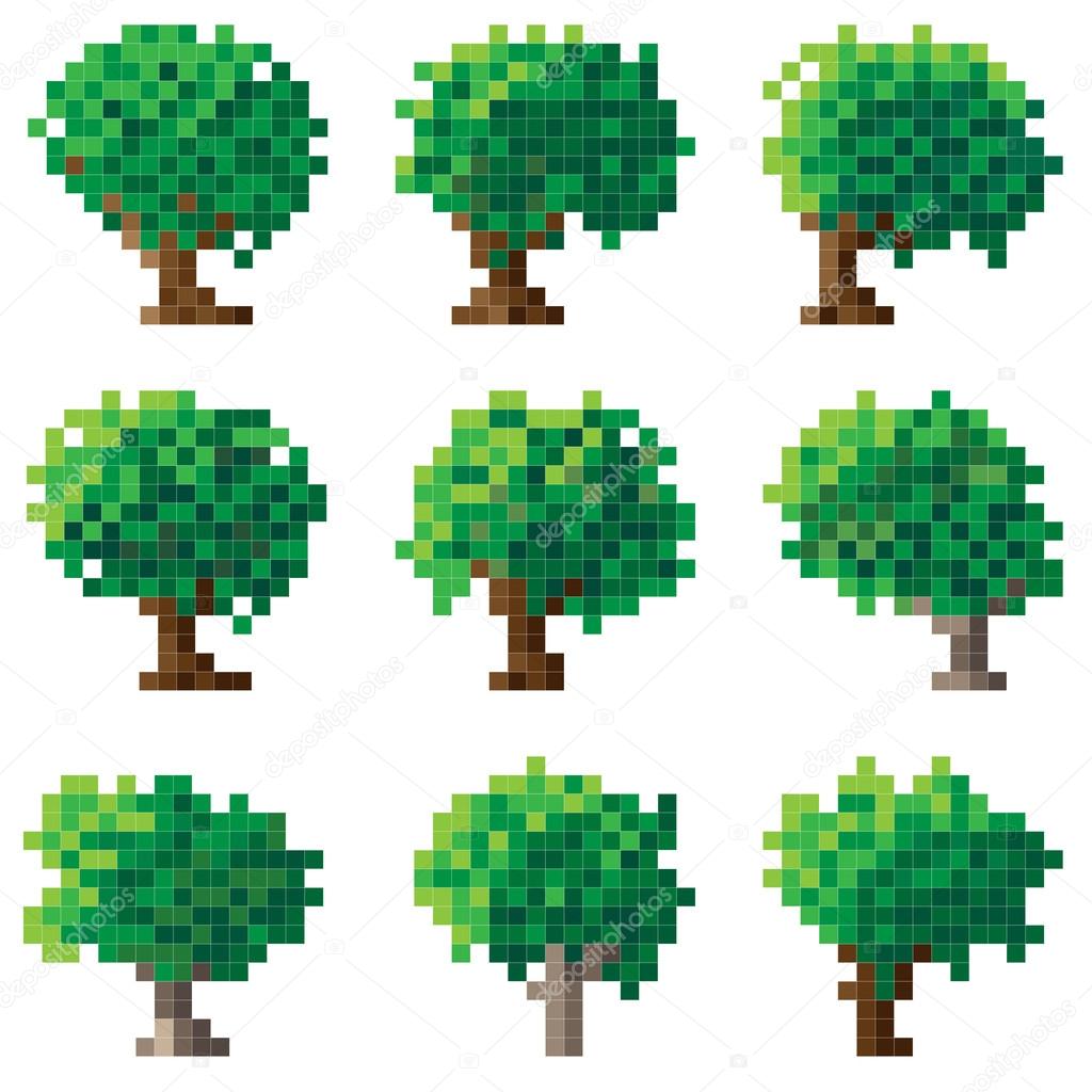 Set of pixel tree Stock Vector Image by ©Vertyr #20288655