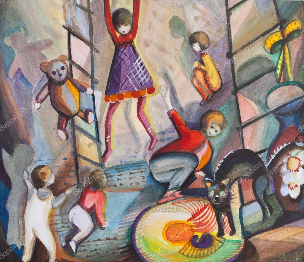 Children and the Swedish wall Stock Illustration by ©krimzoya #18215609