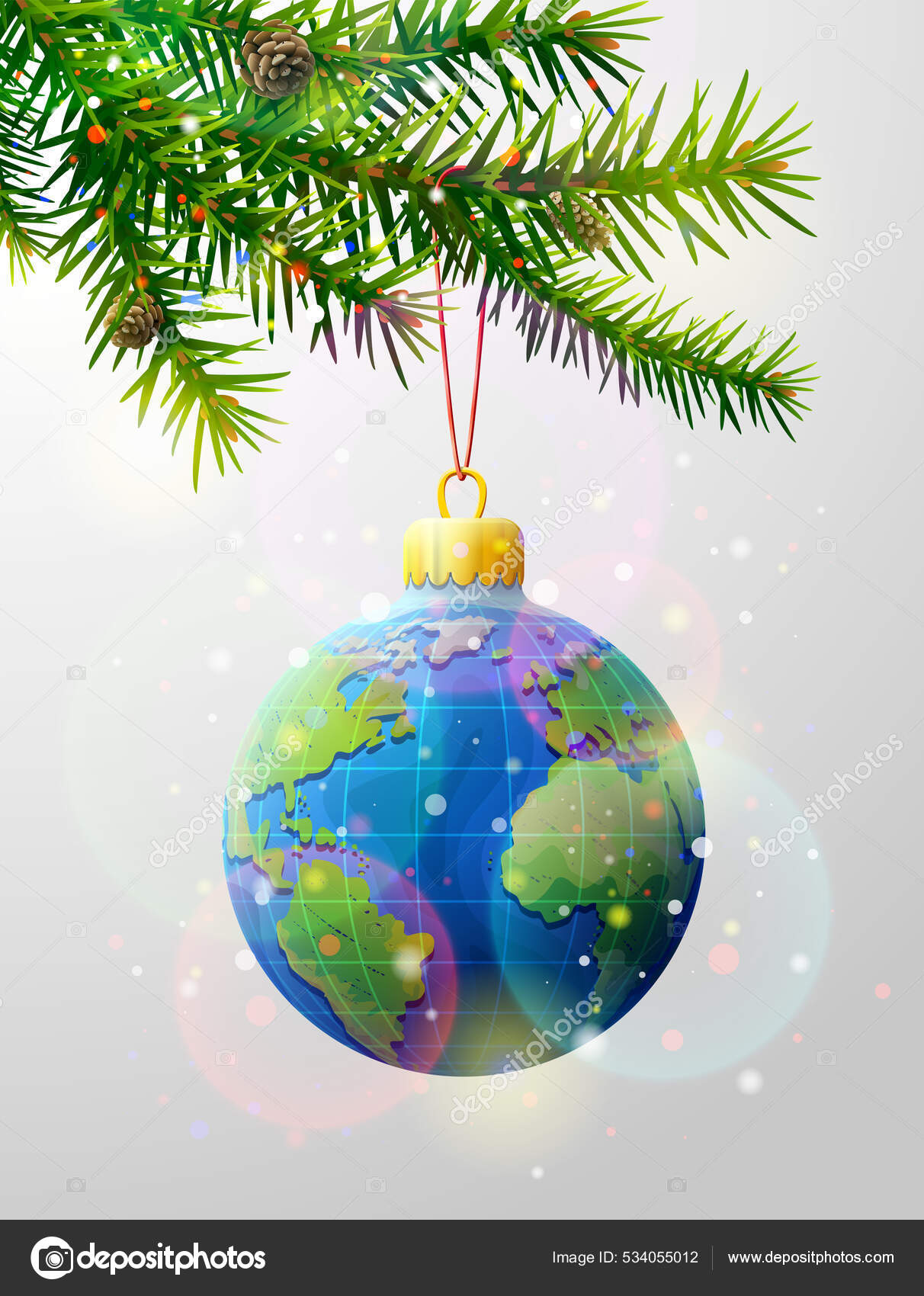 Christmas Tree Branch Decorative Bauble Globe Earth Planet Ball Hanging ...