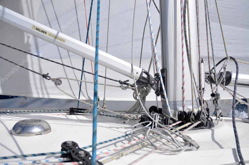 Running rigging of sailing yacht — Stock Photo © kinanik #25941217