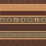 Greek seamless patterns, textures, black on a gray background. Isolated ...