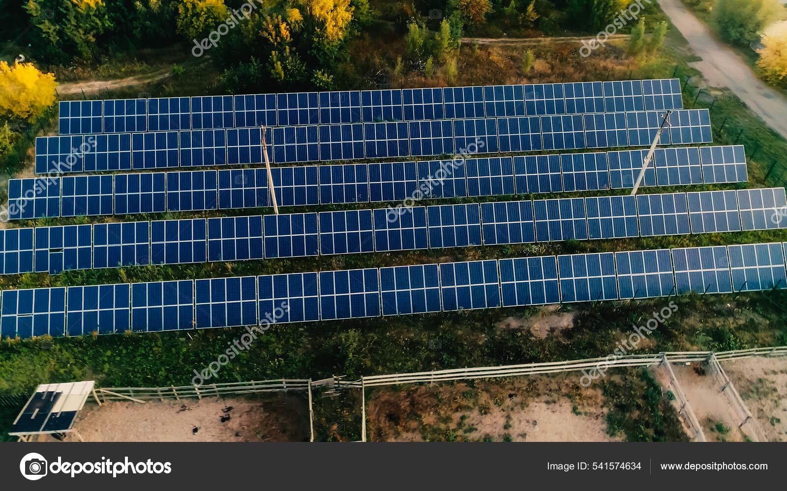 Aerial View Solar Panels System Trees — Stock Photo © RostyslavOleksin ...