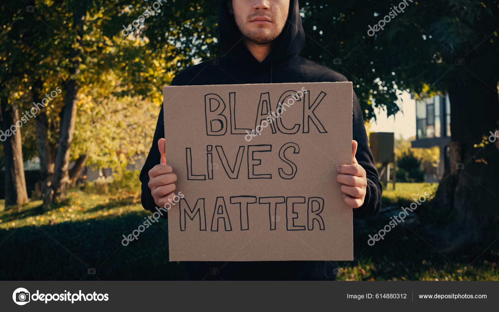 Cropped View Man Holding Placard Black Lives Matter Lettering — Stock ...