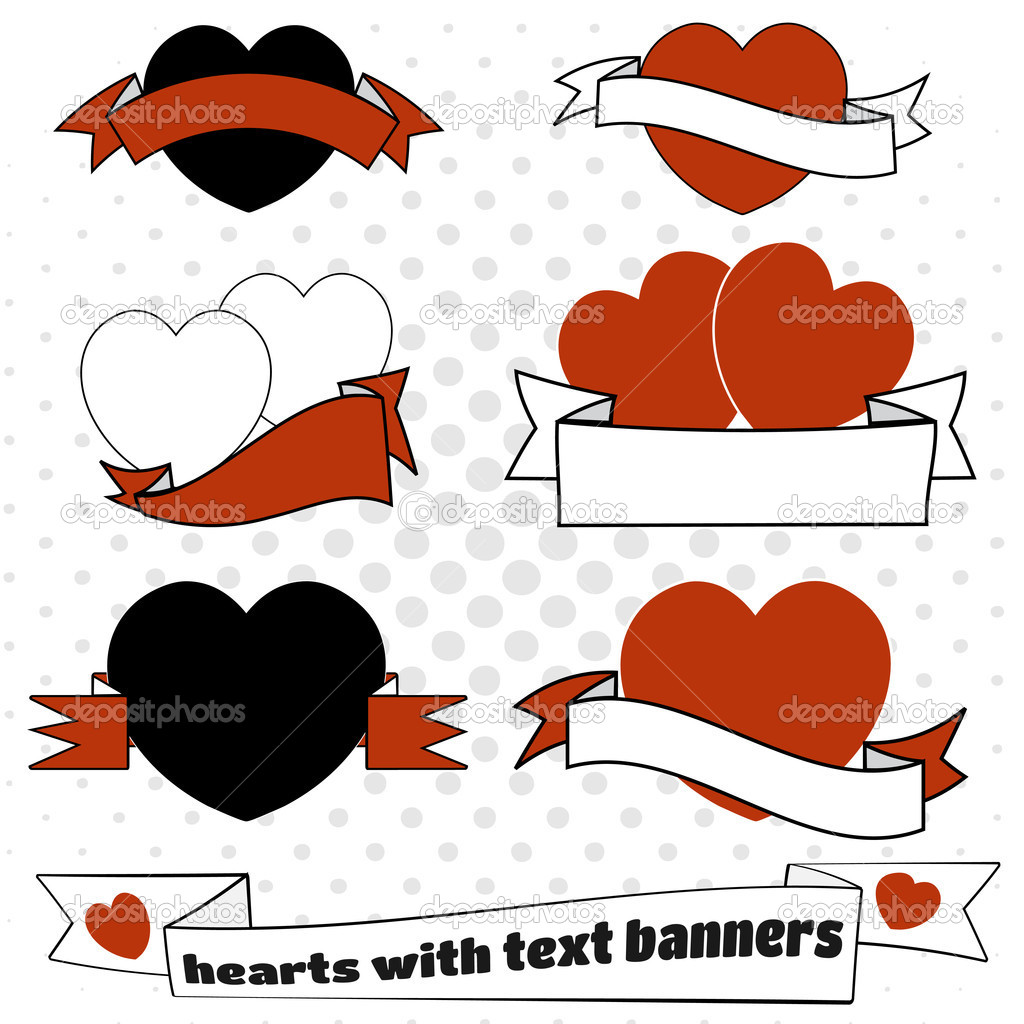 Love hearts with banners set — Stock Vector © AshleyNomad #21284831