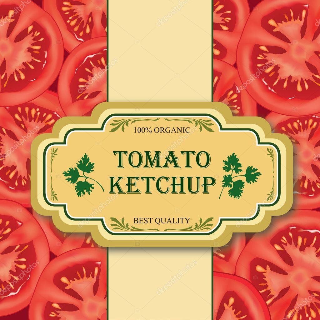 Tomato label. Sliced tomato background with copy space — Stock Vector ...