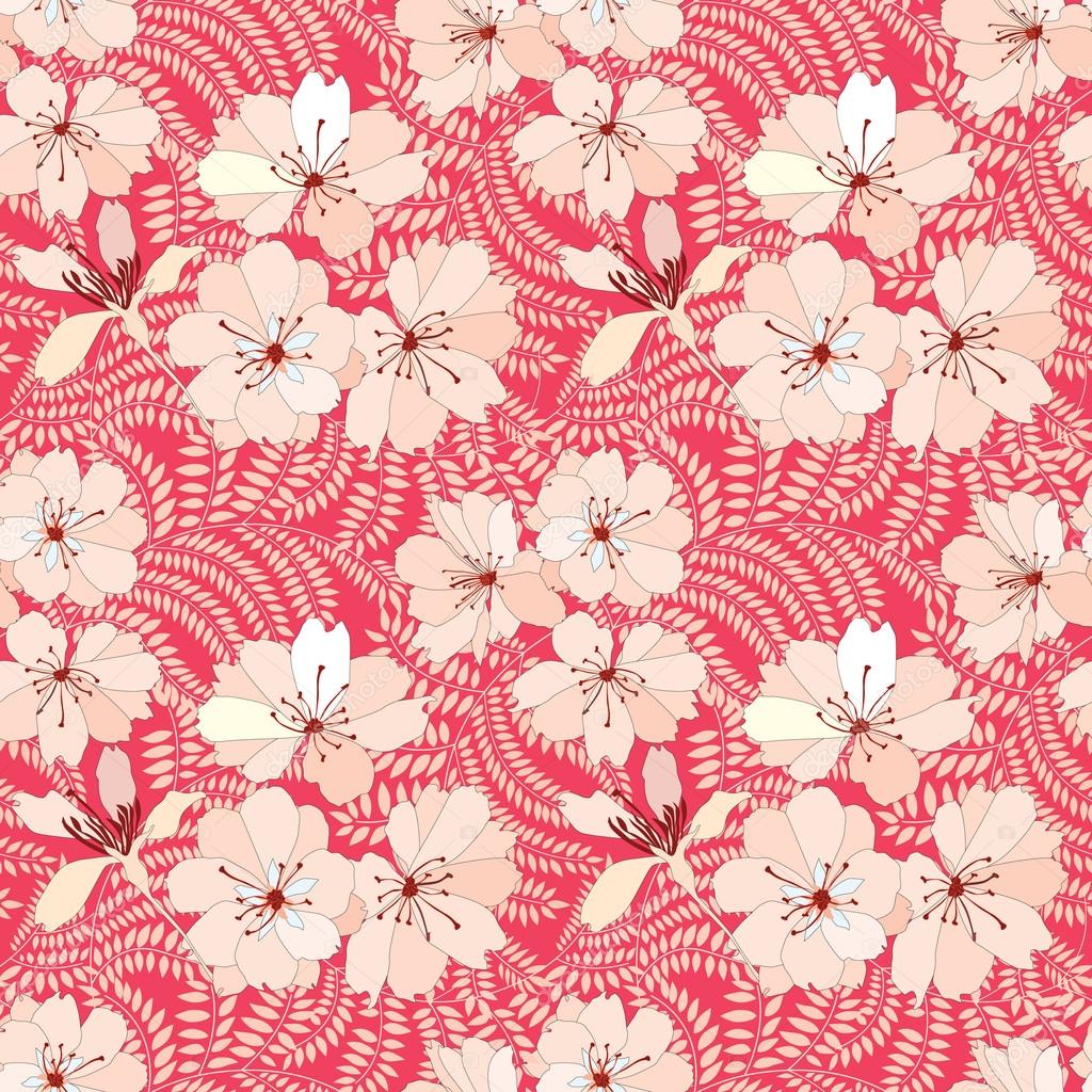 Flower seamless texture. pink floral vector background. Stock Vector ...