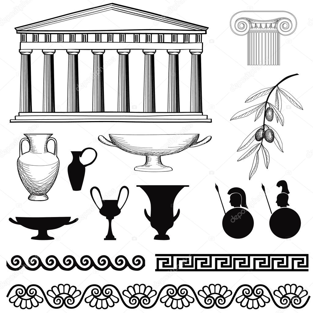 Grecia icono conjunto — Vector de stock © YokoDesign #37141799