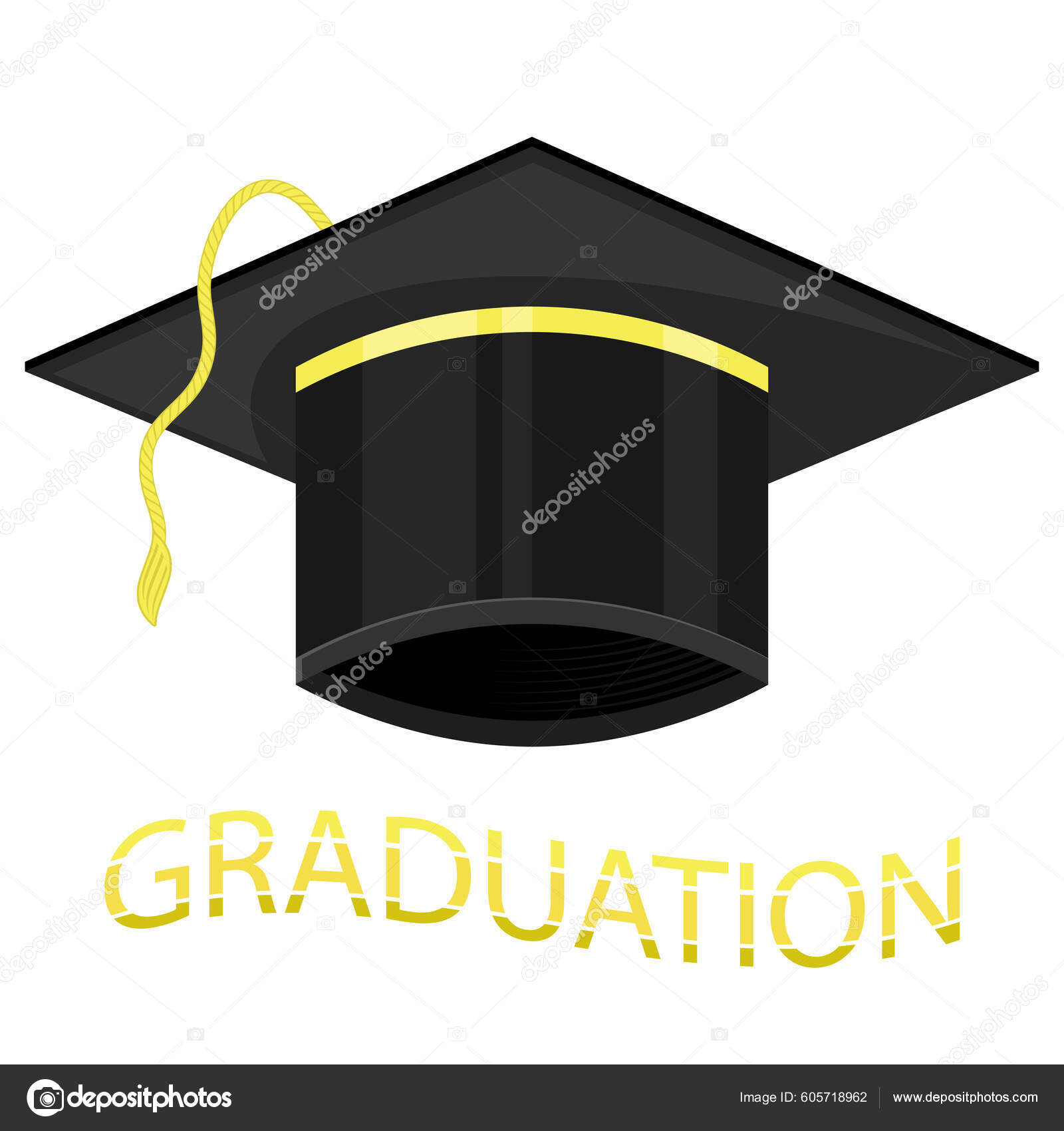 Black Graduation Cap Icon White Background Stock Illustration by ...