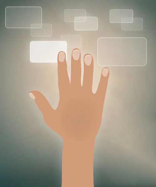 The hand on the flow of several button. Solution concept. Vector ...