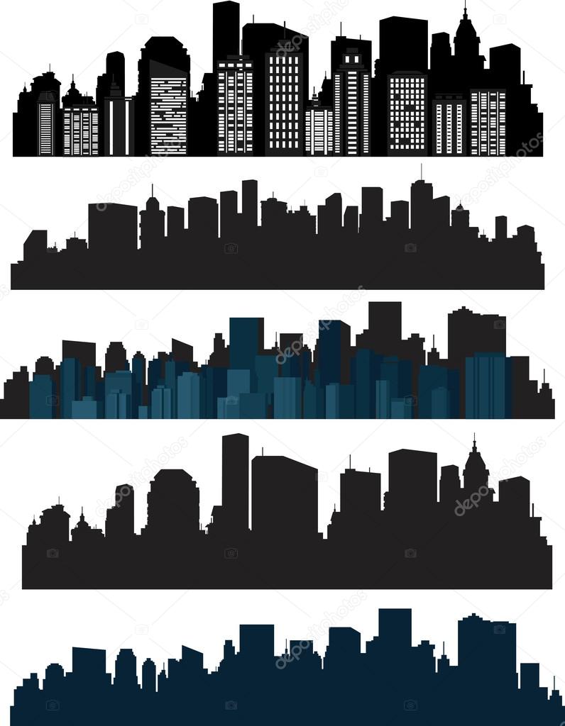 Set of vector cities silhouette Stock Vector Image by ©rvika #21462105
