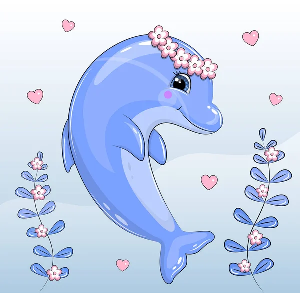 Cute Girl Dolphin Cartoon