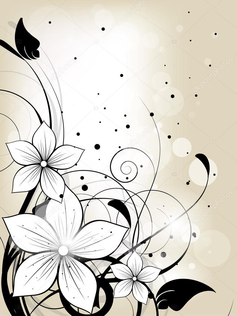 Floral spring background with flowers and swirls Stock Vector Image by ...