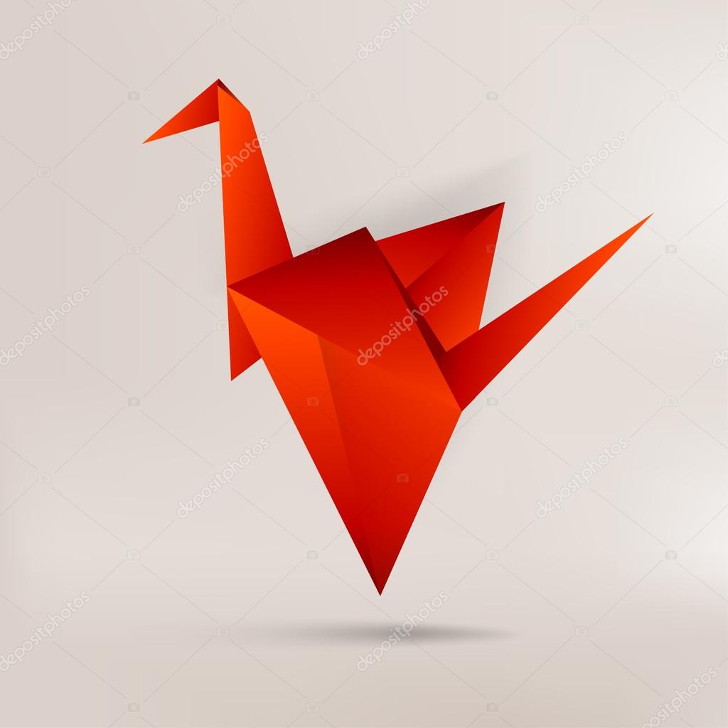 Origami pájaro de papel sobre fondo abstracto 2022