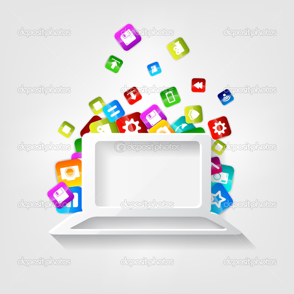 Notebook icon. Laptop symbol.Application button. Stock Vector by ...