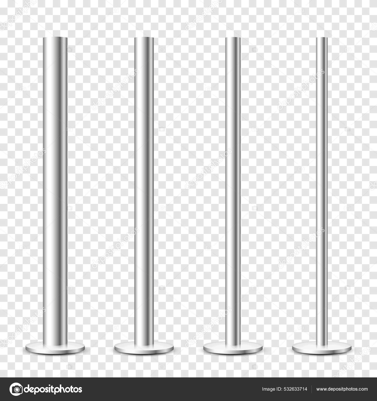 Realistic metal poles collection isolated on transparent background ...