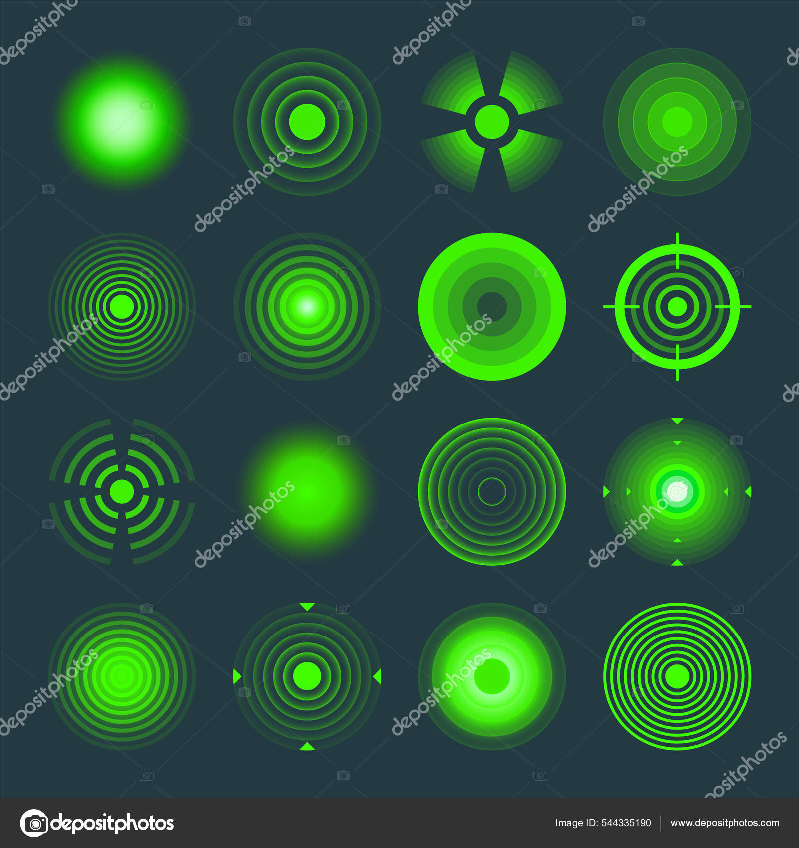 Thermal, night vision scope. Crosshair, gun sight vector icons ...