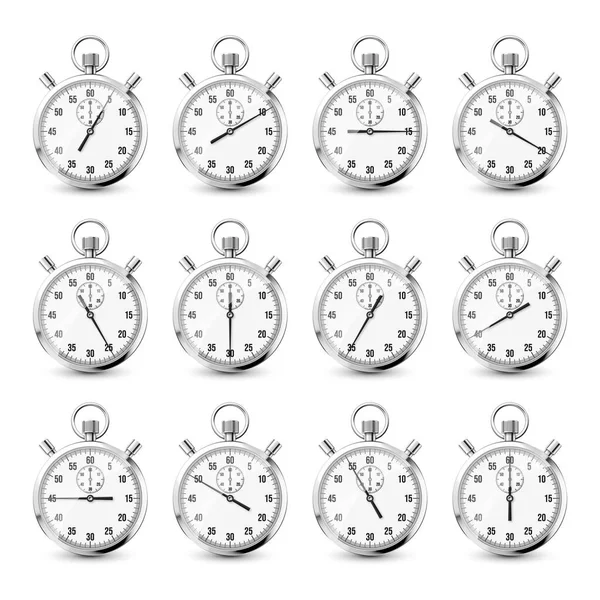 Classic Stopwatch Clock Faces Shiny Metal Chronometer Time Counter Dial ...