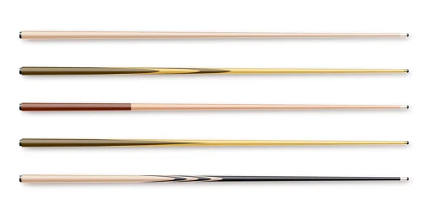 Various wooden billiard cues. Snooker sports equipment. Vintage pool cue. Active recreation and ...