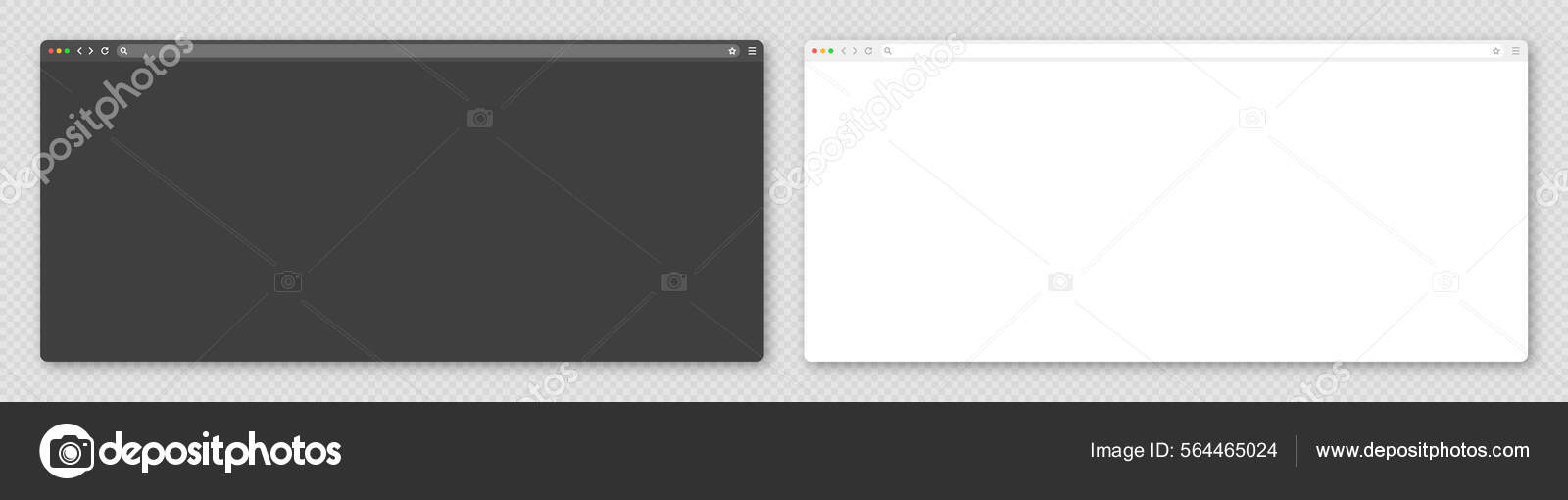 Blank web browser window with toolbar and search field. Modern website ...