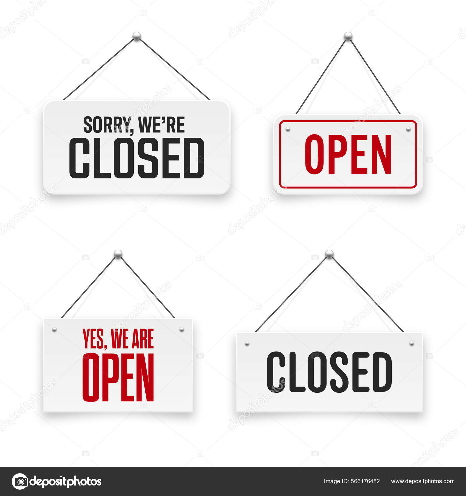 Realistic open or closed hanging signboards. Vintage door sign for cafe ...