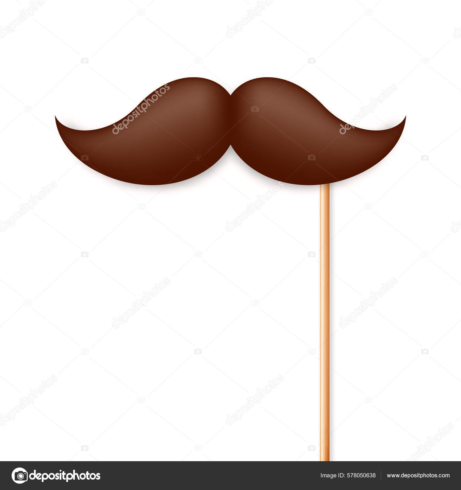Realistic Fake Mustache Wooden Stick Vintage Paper Mustache Carnival ...
