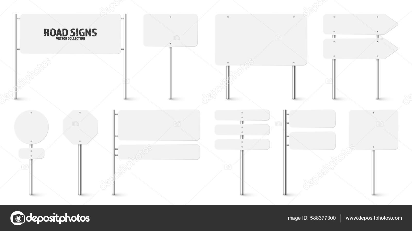 Various Road Traffic Signs Highway Signboard Chrome Metal Pole Blank ...