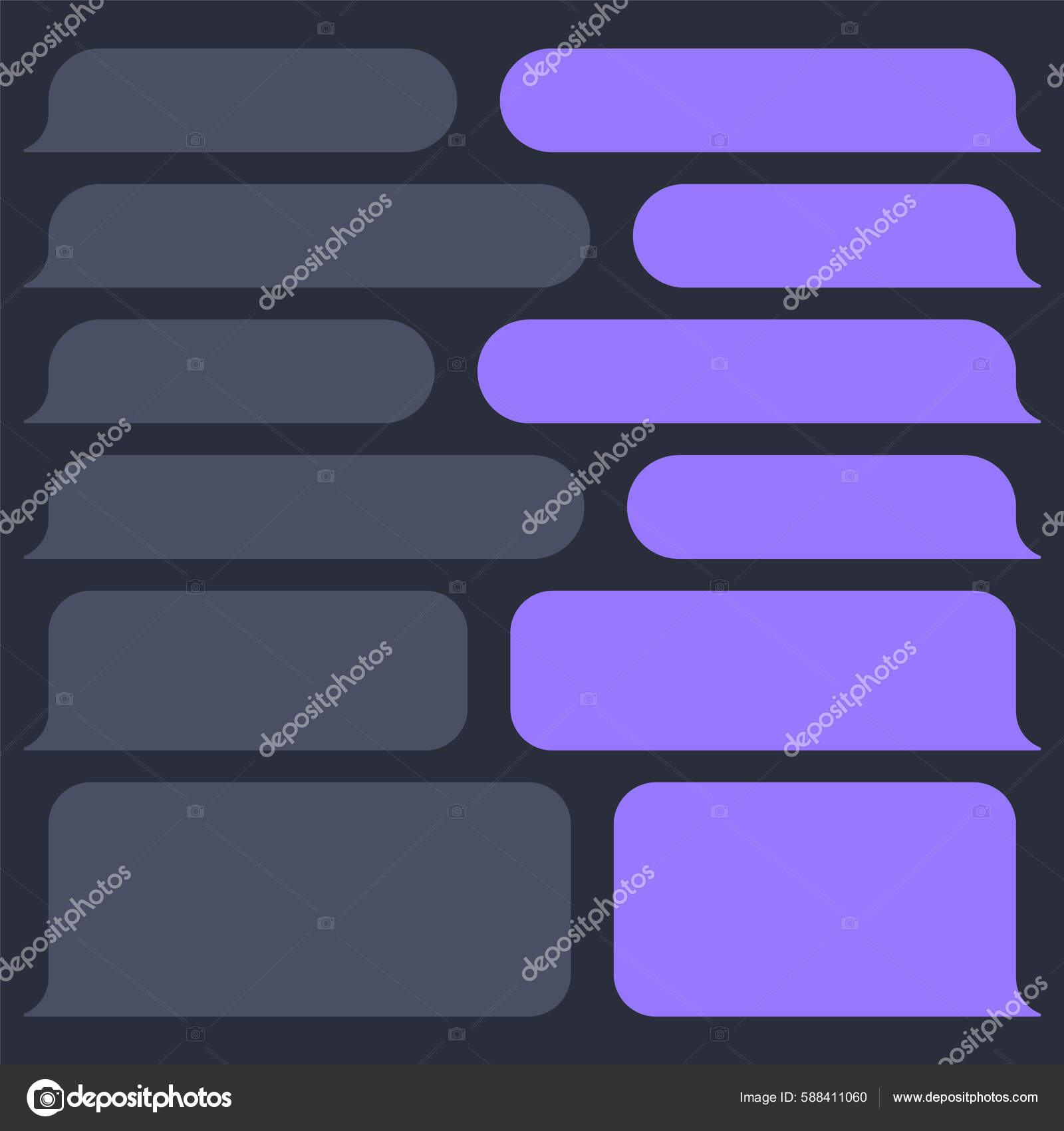 Blank Various Message Bubbles Chat Messenger Speech Bubble Sms Text ...