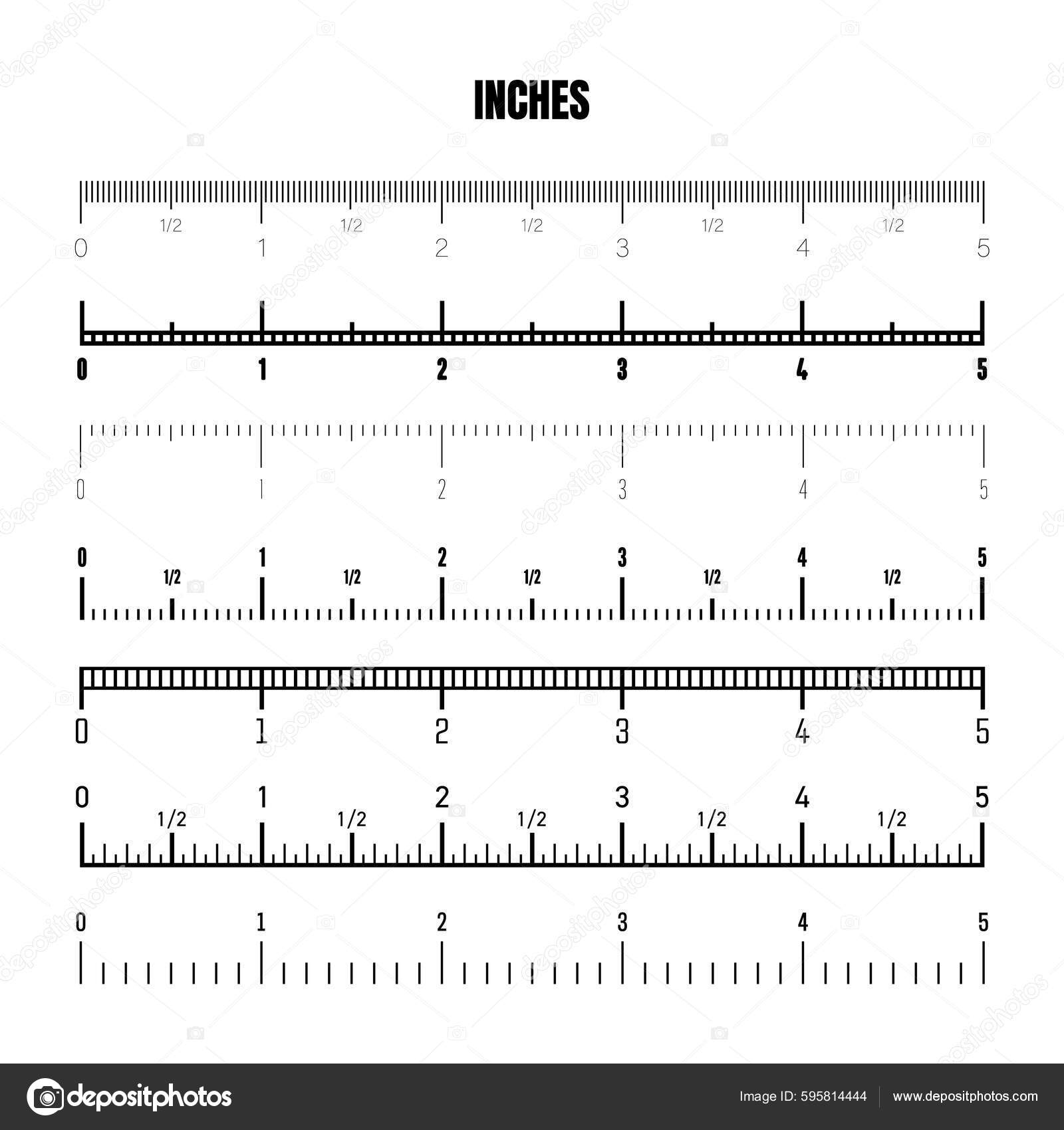 Realistic Black Inch Scale Measuring Length Height Various Measurement ...