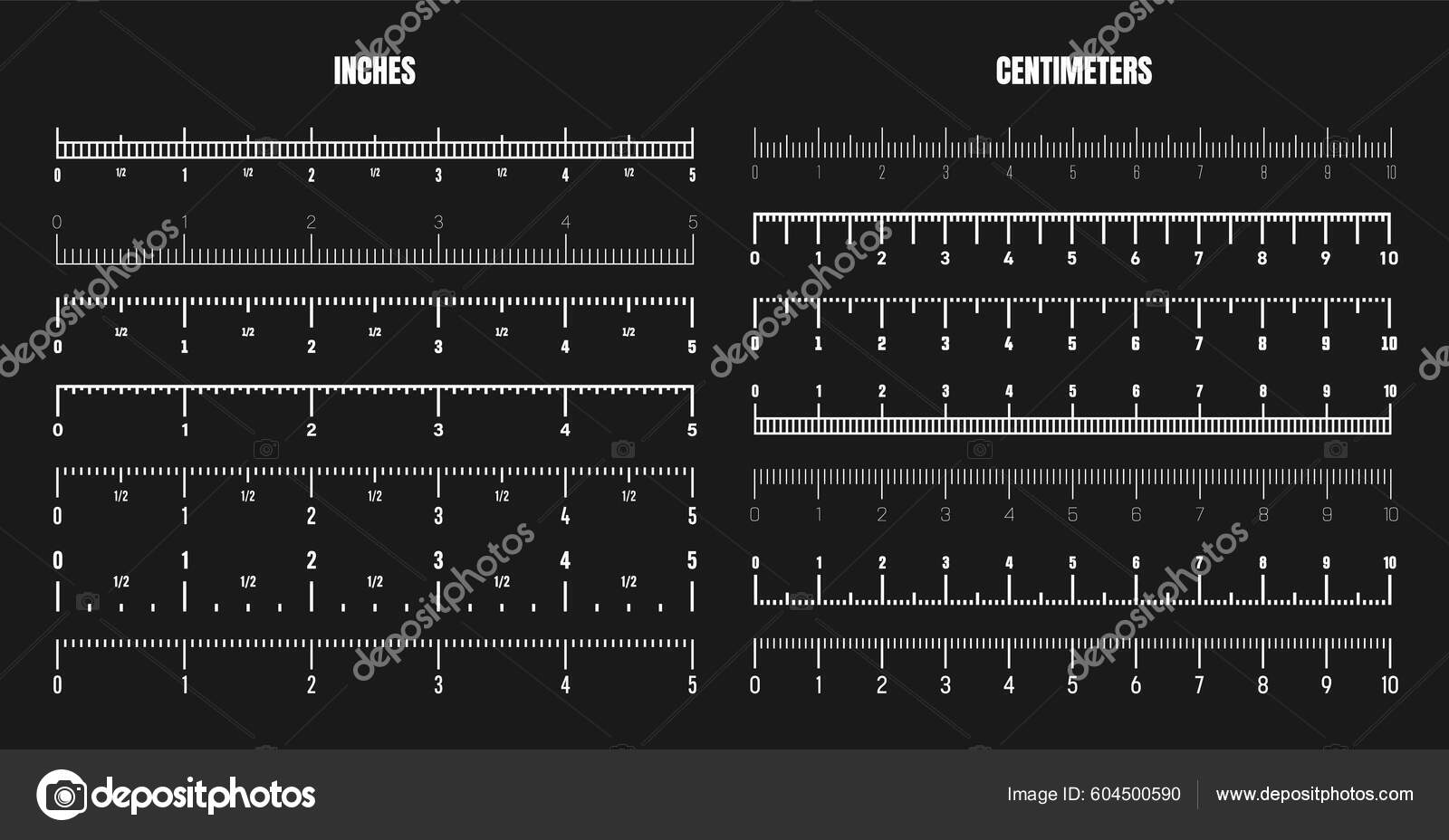 Escala Realista Centímetro Blanco Pulgada Para Medir Longitud Altura ...