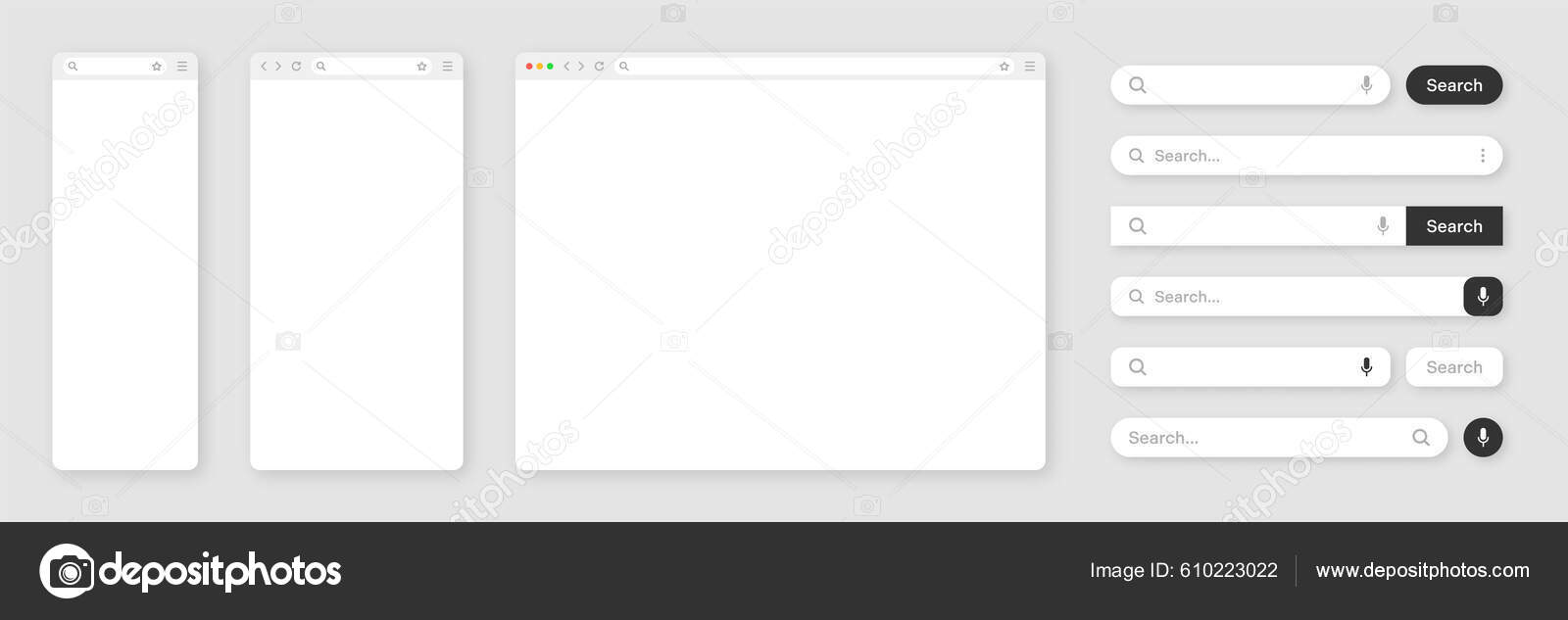 Blank Internet Browser Window Various Search Bar Templates Web Site ...
