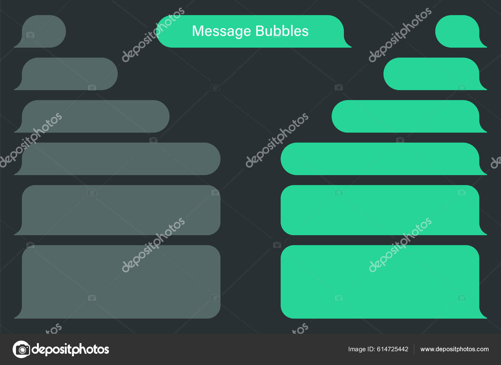 Blank Various Message Bubbles Green Chat Messenger Speech Bubble Sms ...