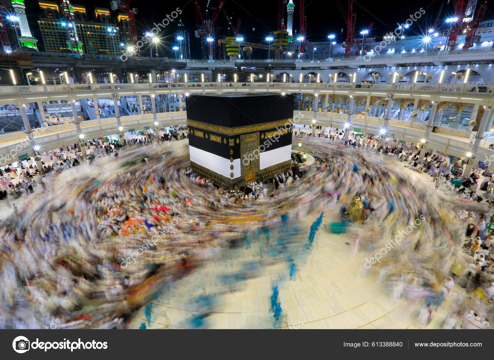 Crowd People Making Tawaf Holy Kaaba Makkah Umra Hajj View — Stock ...