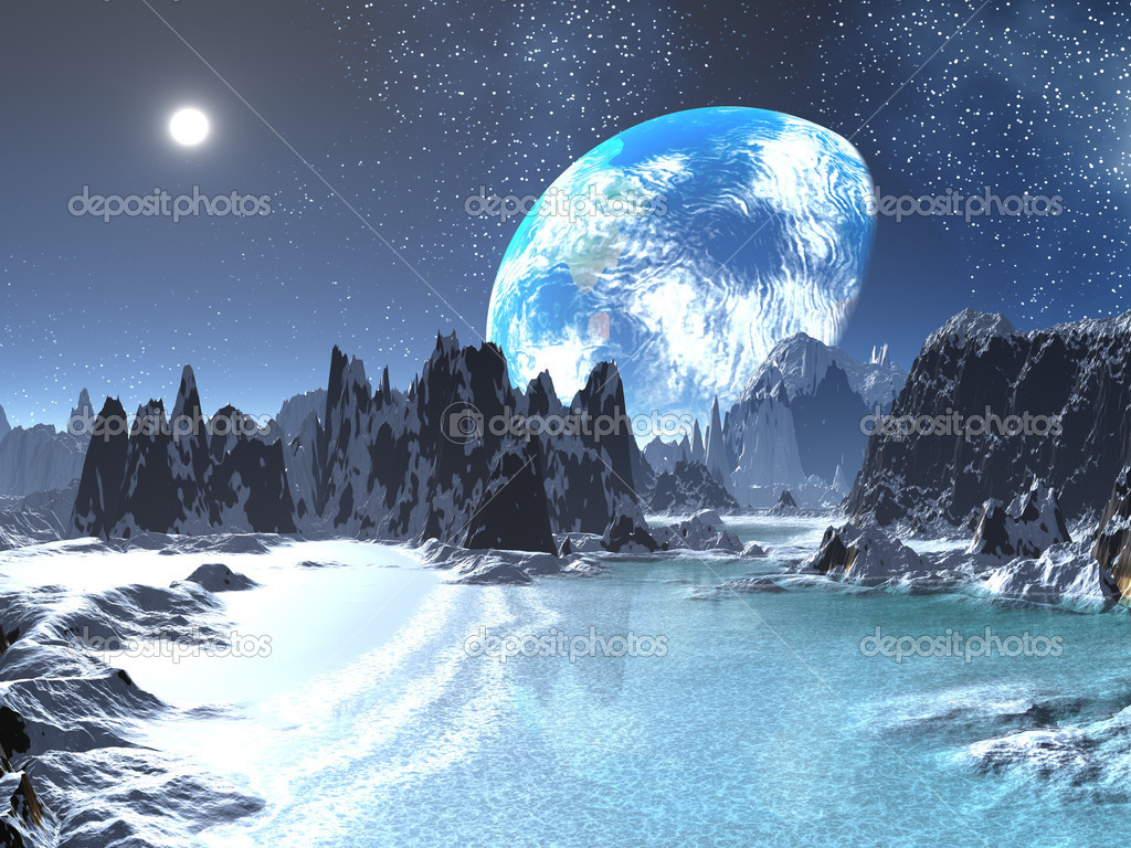 Winter Earth rise from Alien Shores — Stock Photo © Angela_Harburn ...
